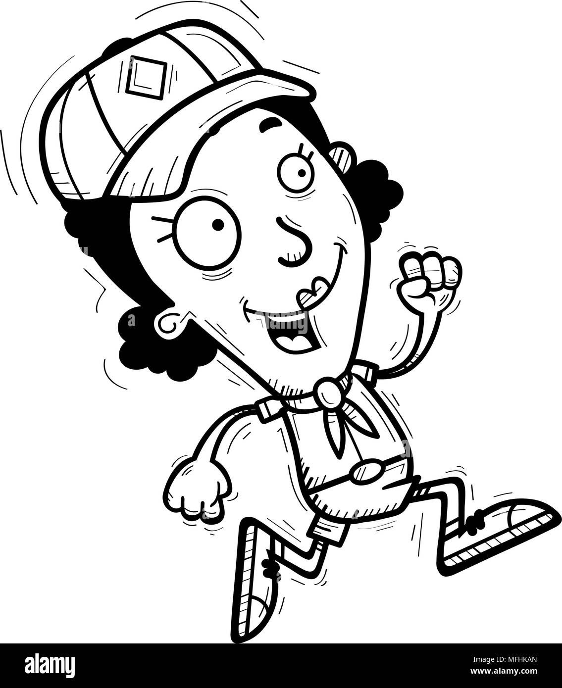 A cartoon illustration of a black woman scout running Stock Vector ...