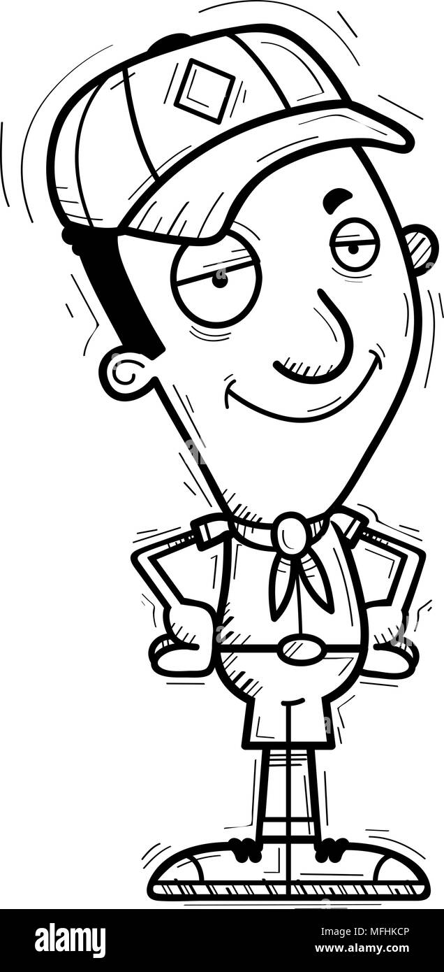 A cartoon illustration of a black man scout looking confident Stock ...