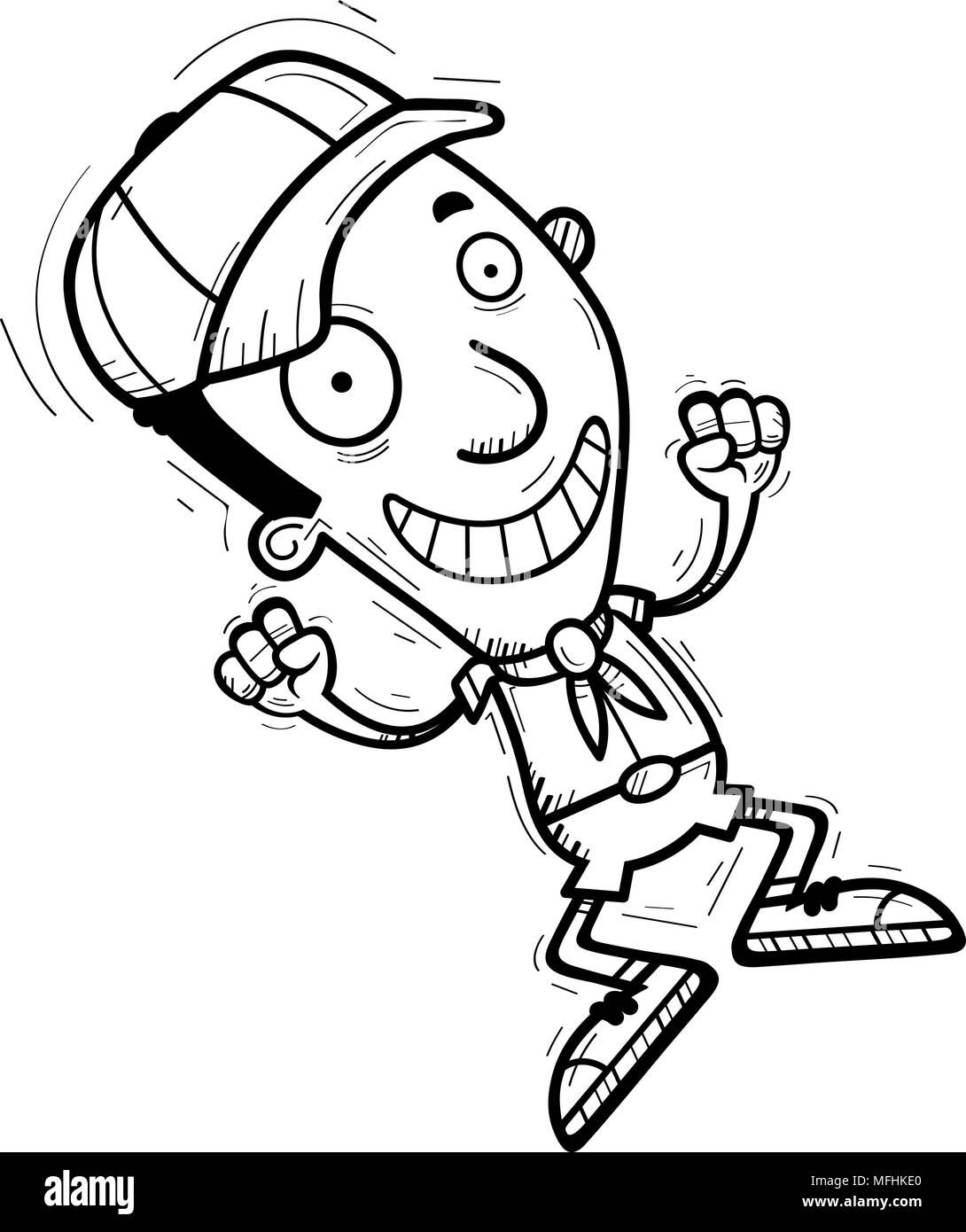 A cartoon illustration of a black man scout jumping Stock Vector Image ...