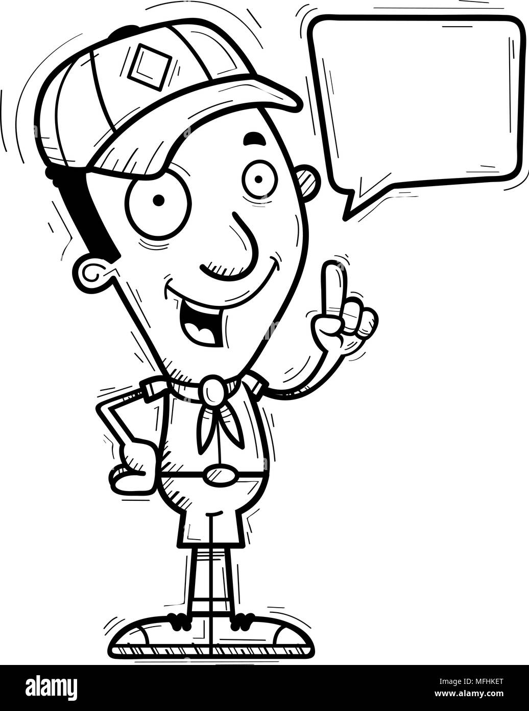 A cartoon illustration of a black man scout talking Stock Vector Image ...