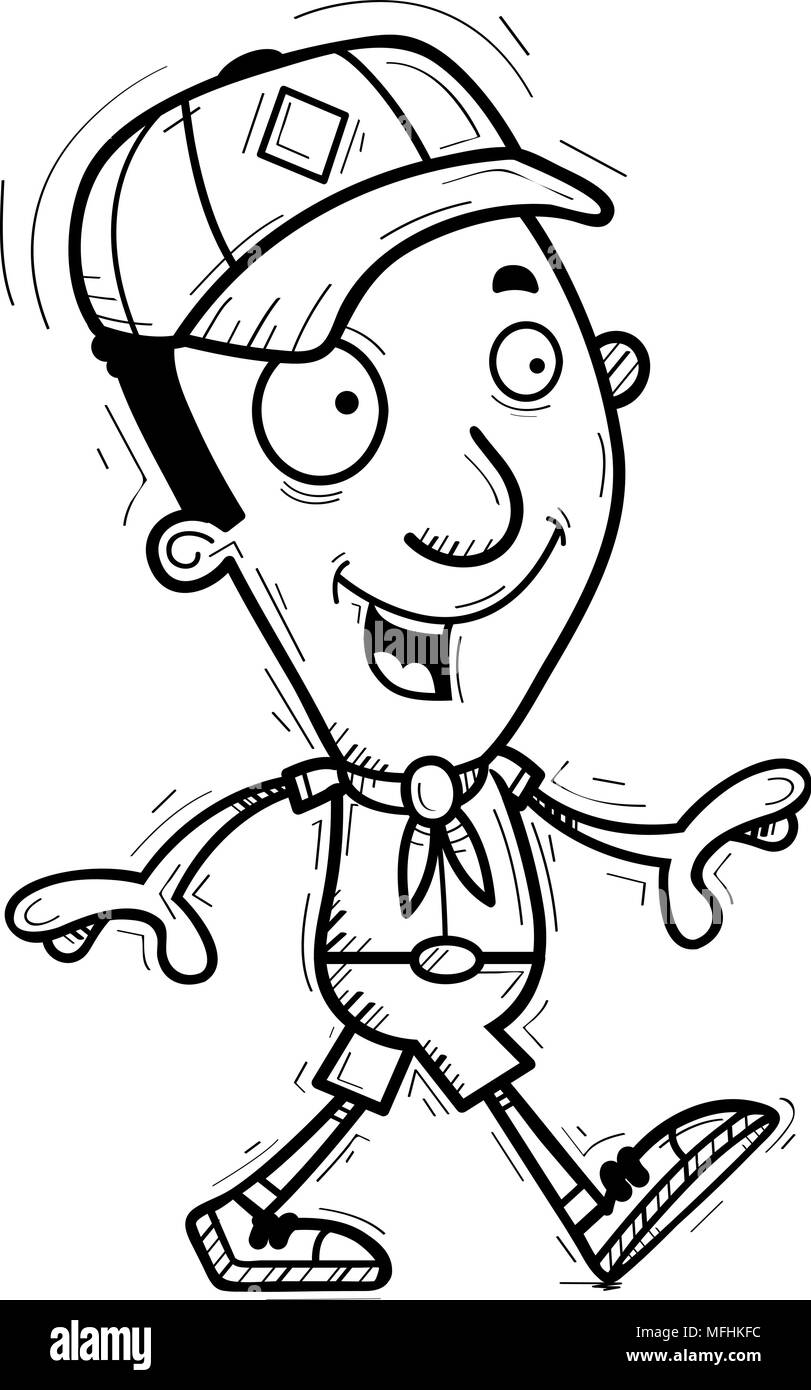 A cartoon illustration of a black man scout walking Stock Vector Image ...