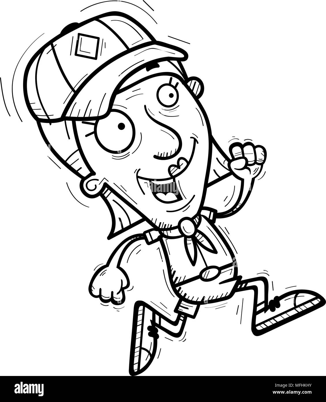 A cartoon illustration of a senior citizen woman scout running Stock ...