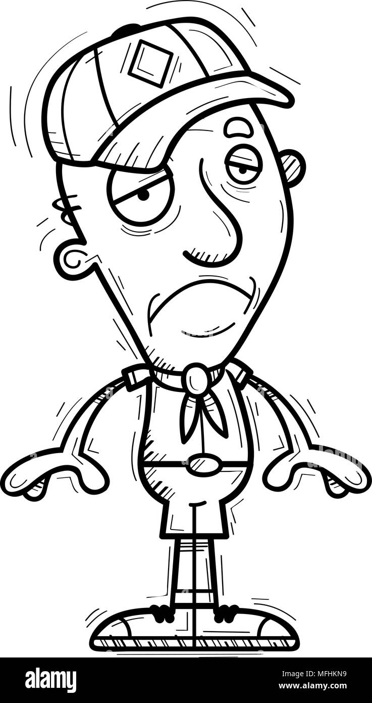 A cartoon illustration of a senior citizen man scout looking sad Stock ...