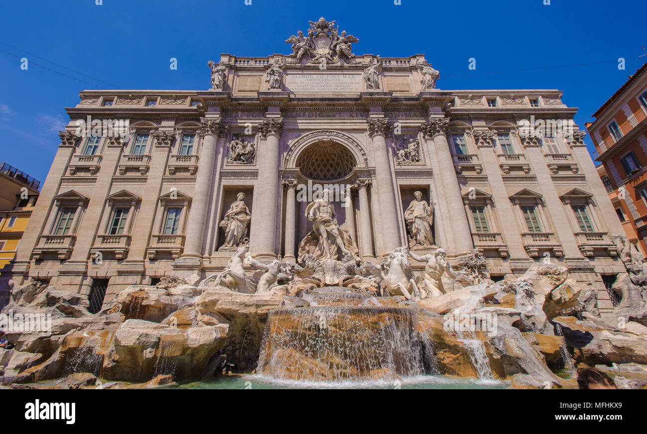 Famous fountain Trevi, Rome, Italy. It is the largest Baroque fountain ...
