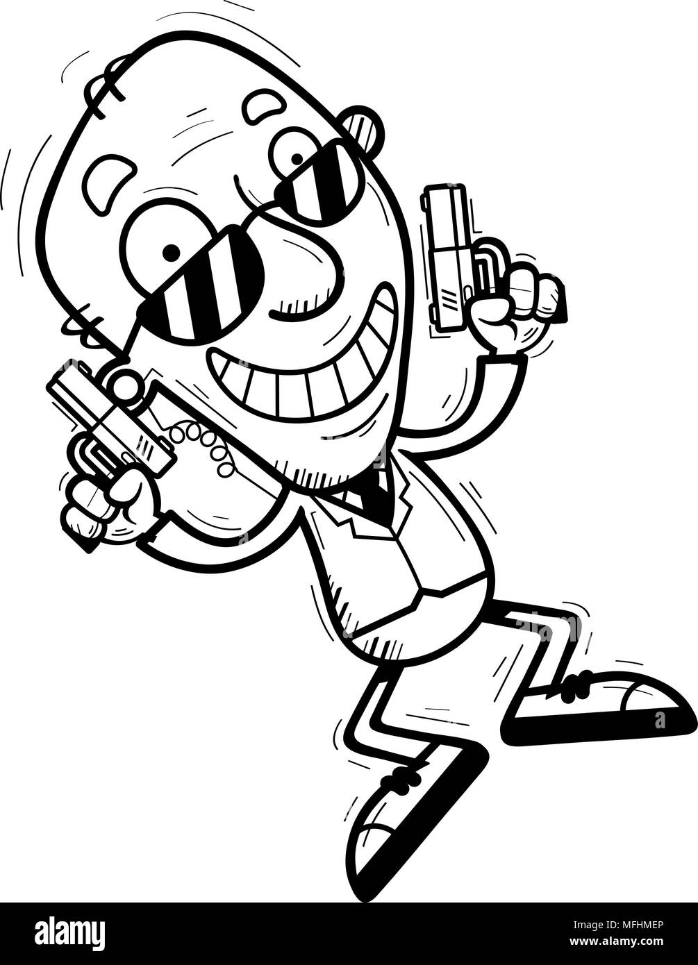 A cartoon illustration of a senior citizen man secret service agent ...