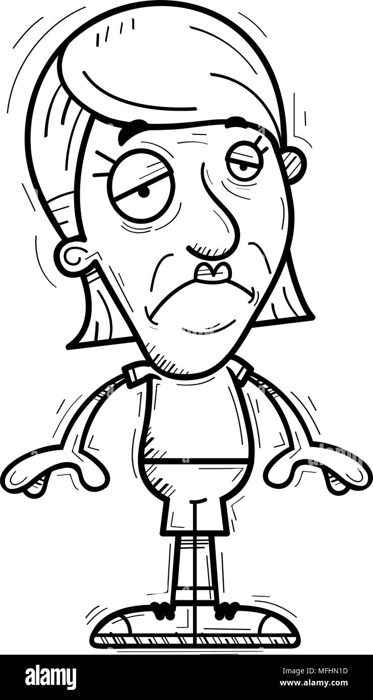 A cartoon illustration of a senior citizen woman looking sad Stock ...