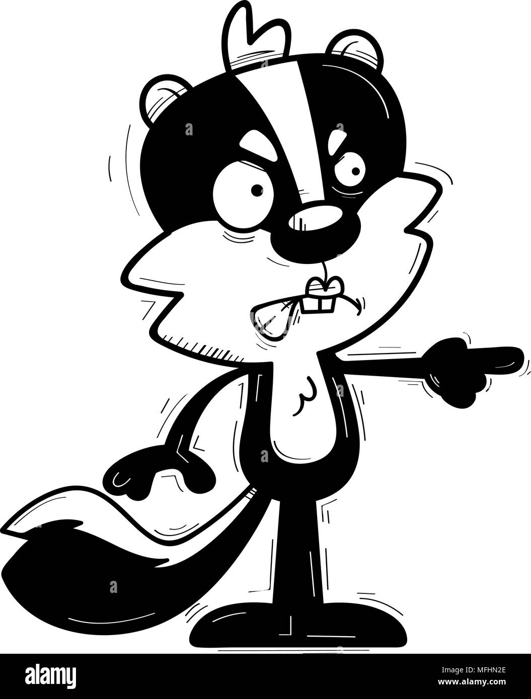 A cartoon illustration of a female skunk looking angry and pointing ...