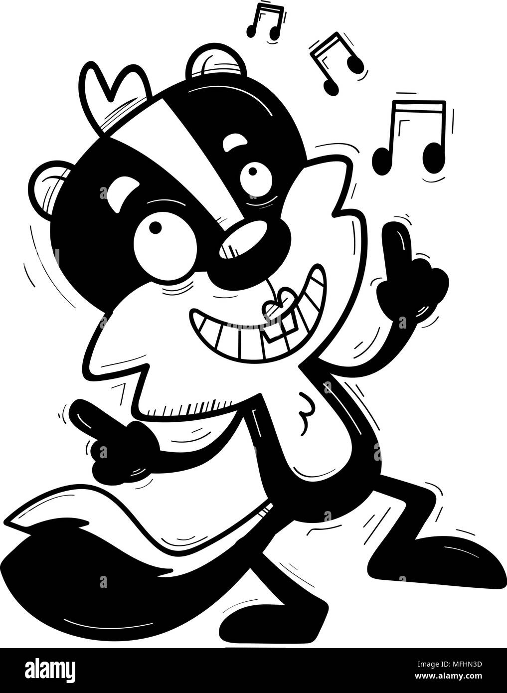 A cartoon illustration of a female skunk dancing Stock Vector Image ...