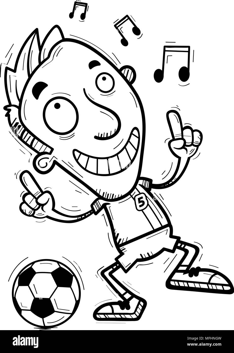 A cartoon illustration of a man soccer player dancing Stock Vector ...