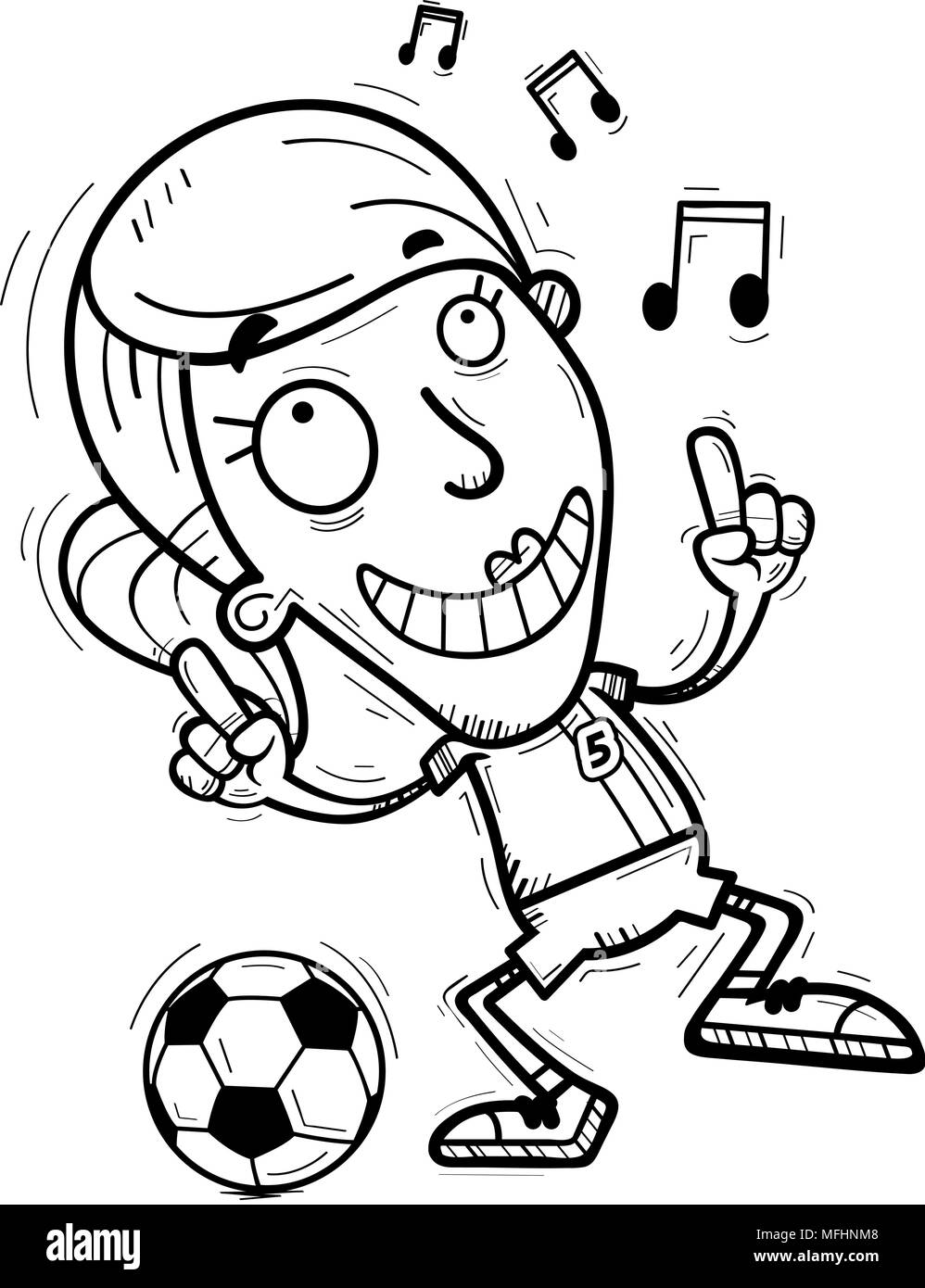 A cartoon illustration of a woman soccer player dancing Stock Vector ...