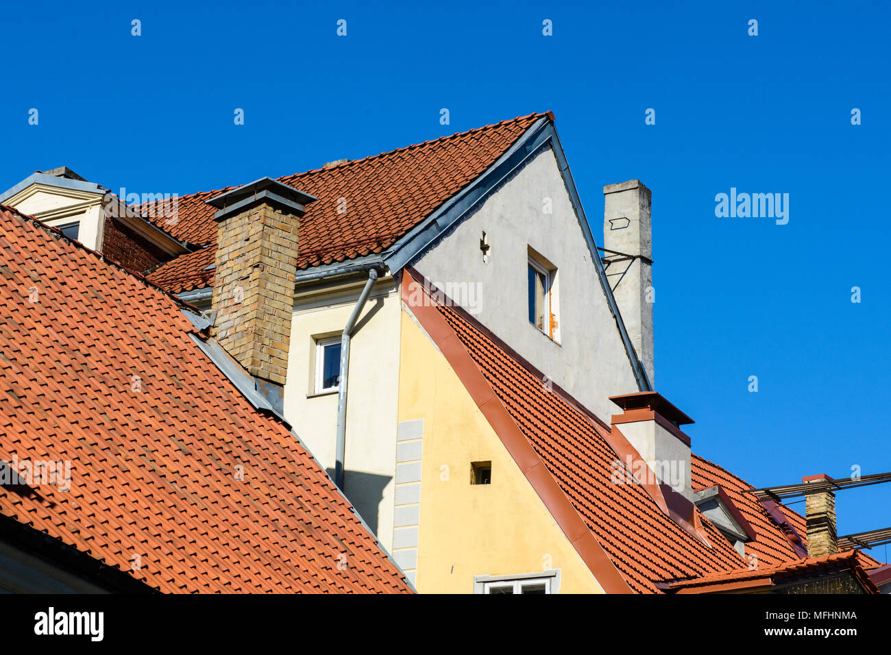 Roof tops in the Old city of Riga, Latvia. Riga's historical centre is ...