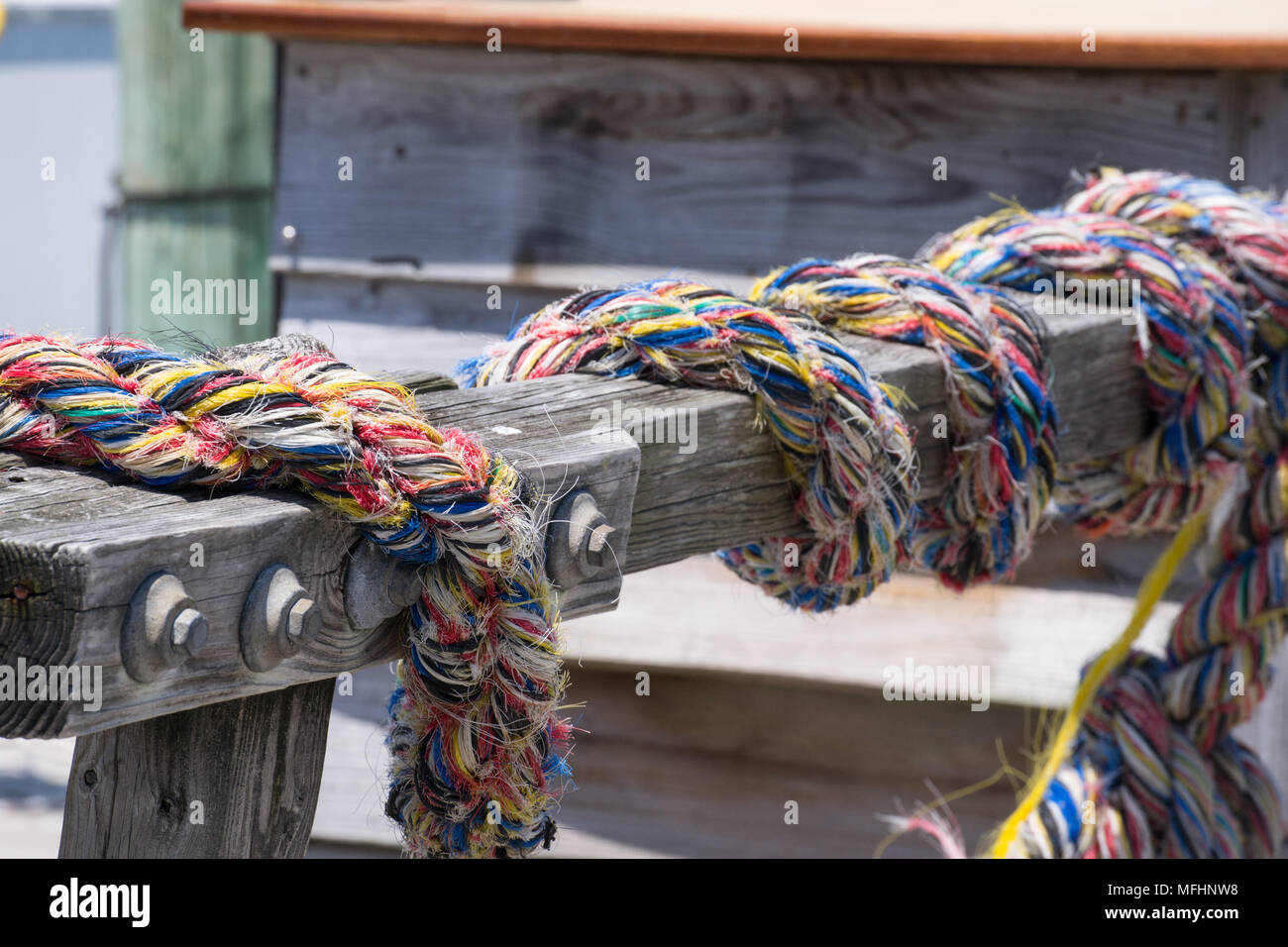 Colorful boating rope showing life on the docks Stock Photo - Alamy