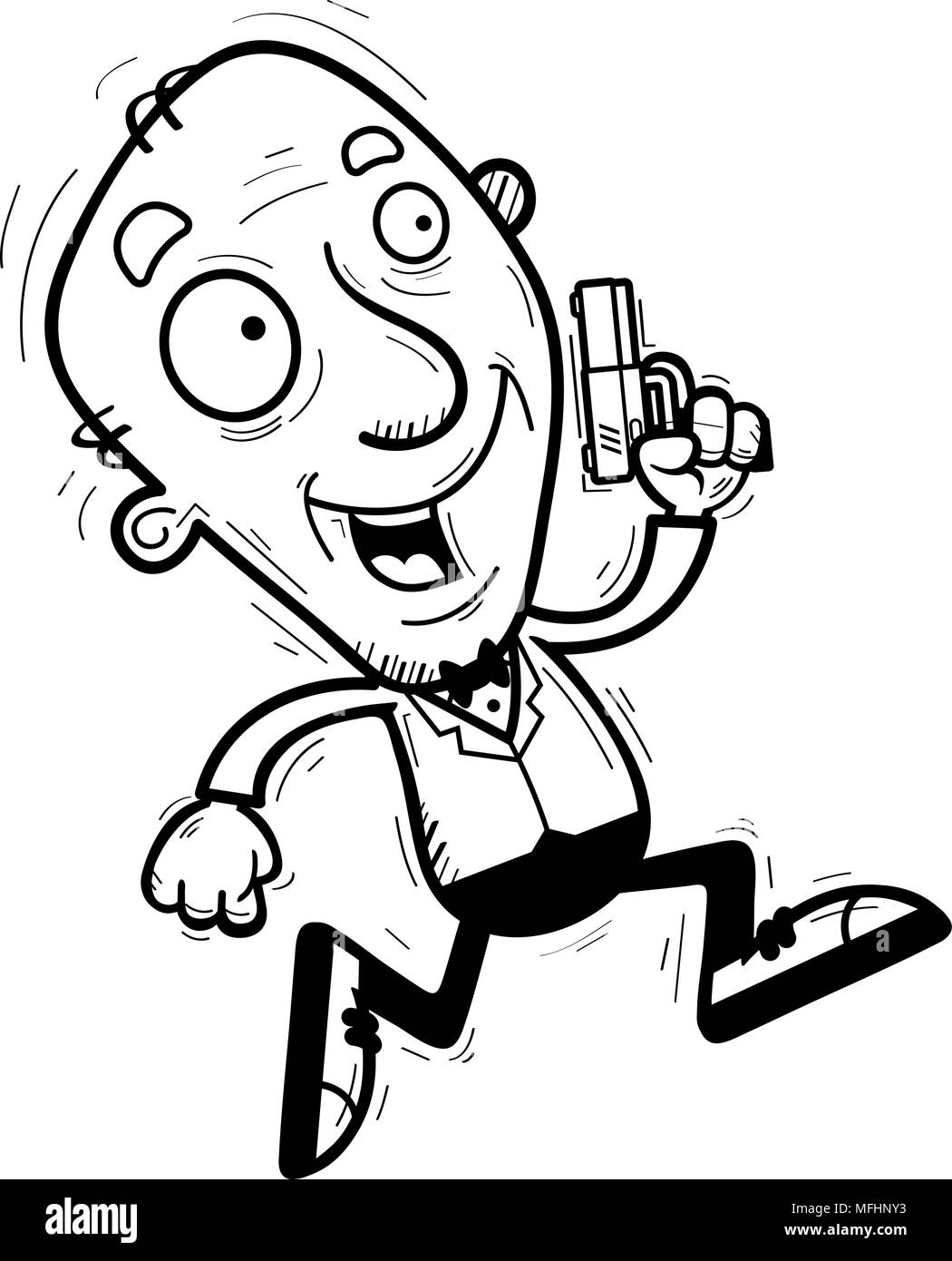 A cartoon illustration of a senior citizen spy running Stock Vector ...