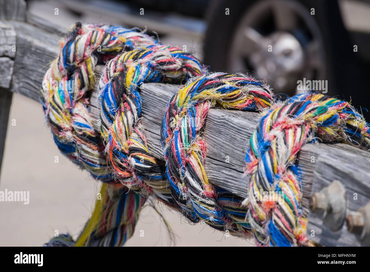 Colorful boating rope showing life on the docks Stock Photo - Alamy