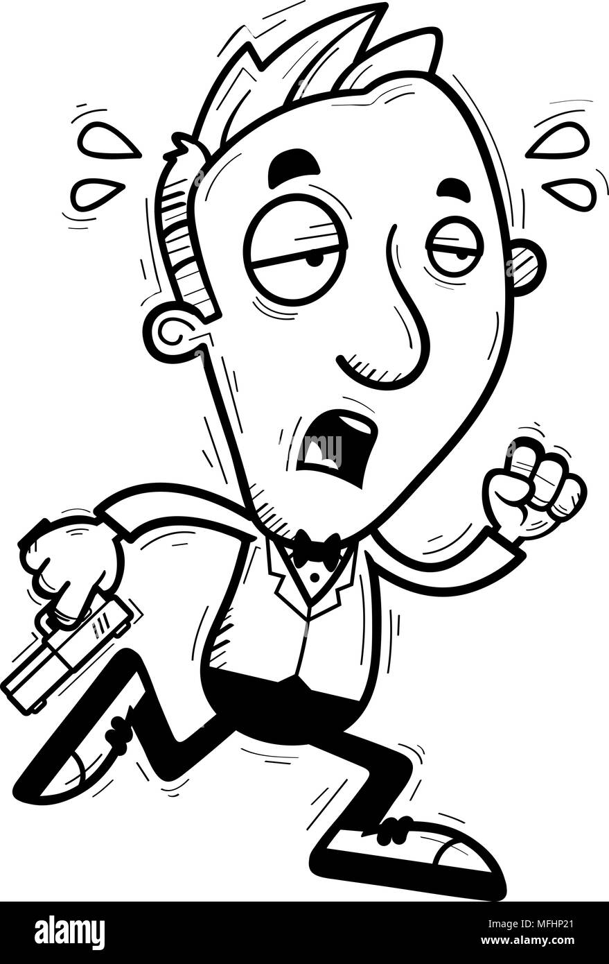 A cartoon illustration of a spy running and looking exhausted Stock ...