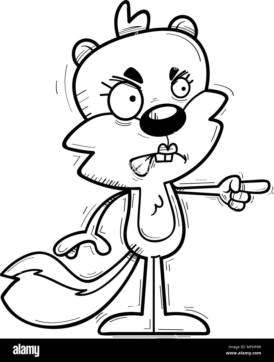 A cartoon illustration of a female squirrel looking angry and pointing ...