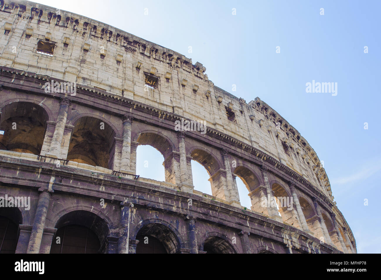 Exterior of the Colosseum or Coliseum, an elliptical amphitheatre in ...