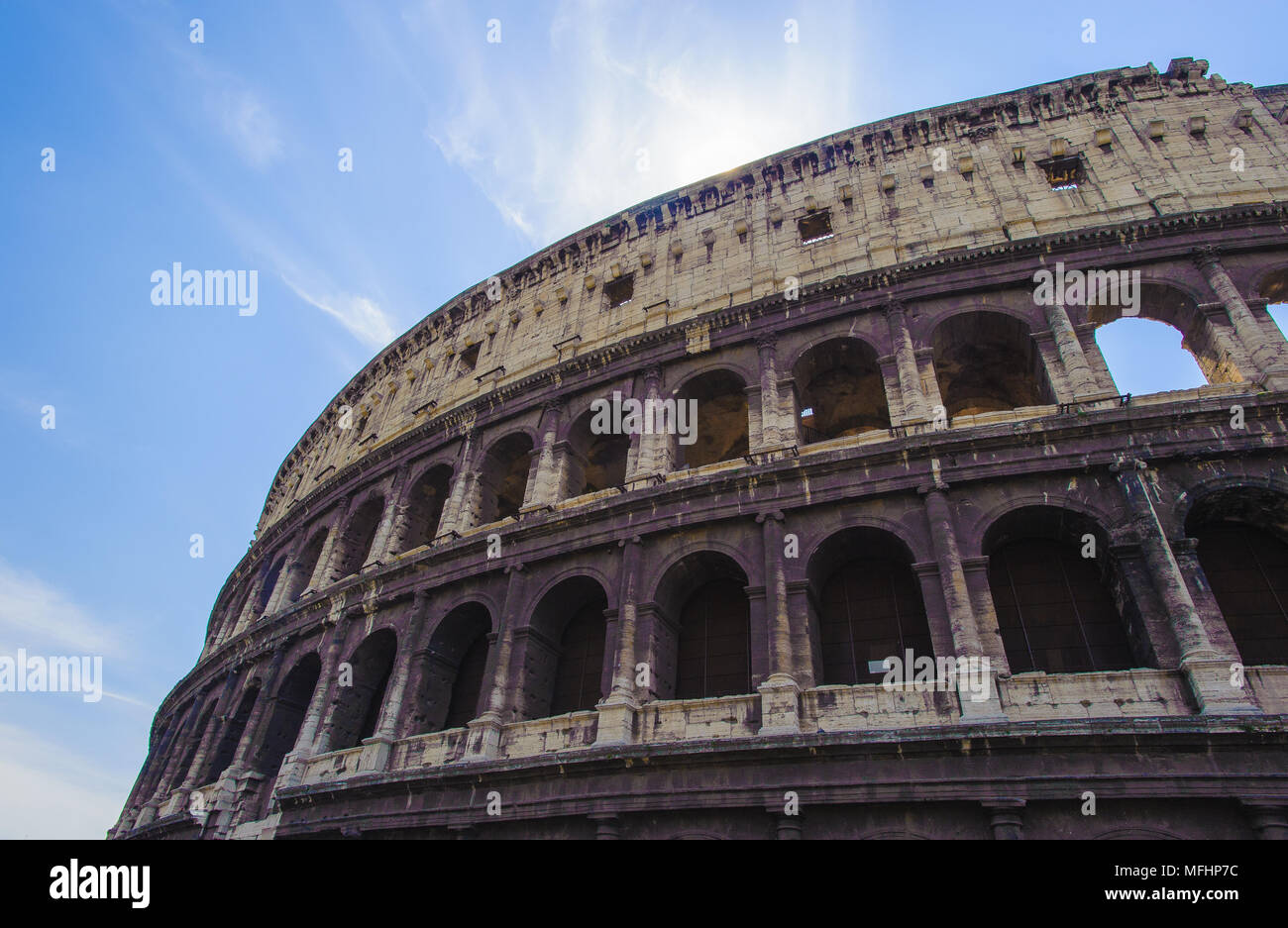Exterior of the Colosseum or Coliseum, an elliptical amphitheatre in ...