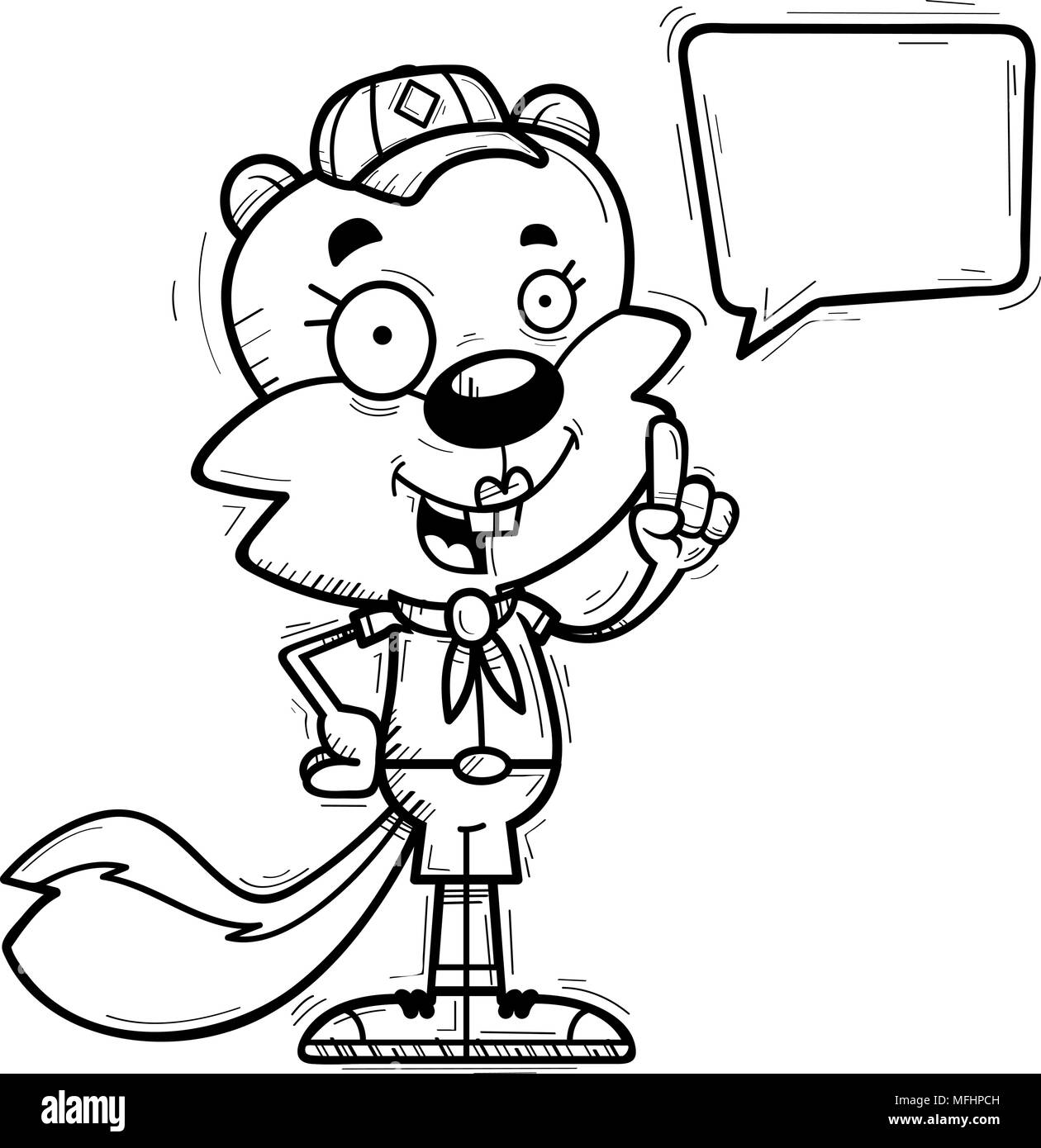 A cartoon illustration of a female squirrel scout talking Stock Vector ...