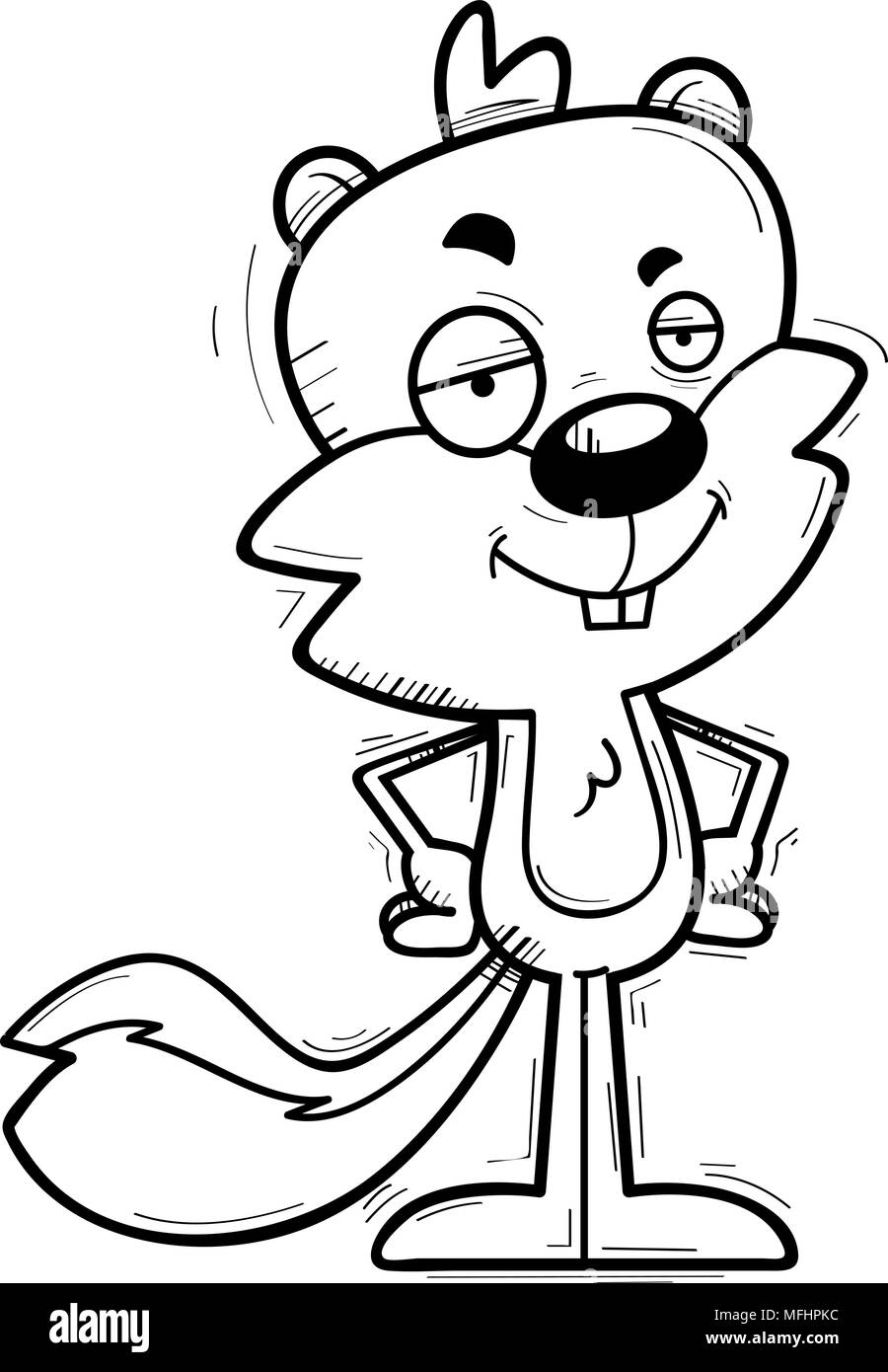 A cartoon illustration of a male squirrel looking confident Stock ...