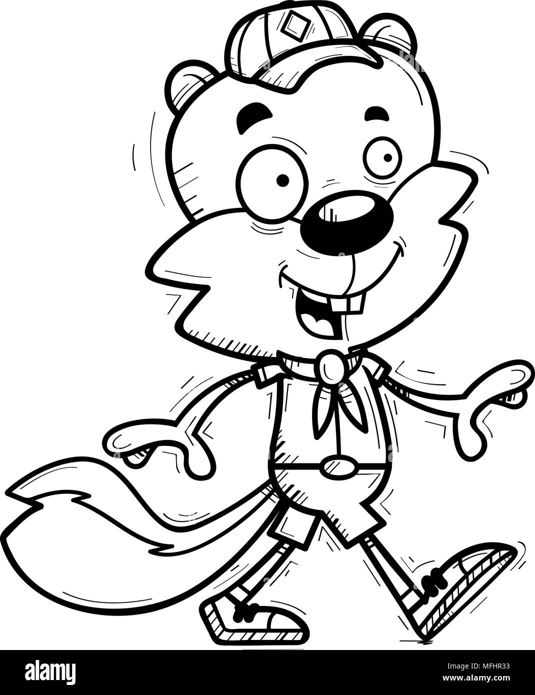 A cartoon illustration of a male squirrel scout walking Stock Vector ...
