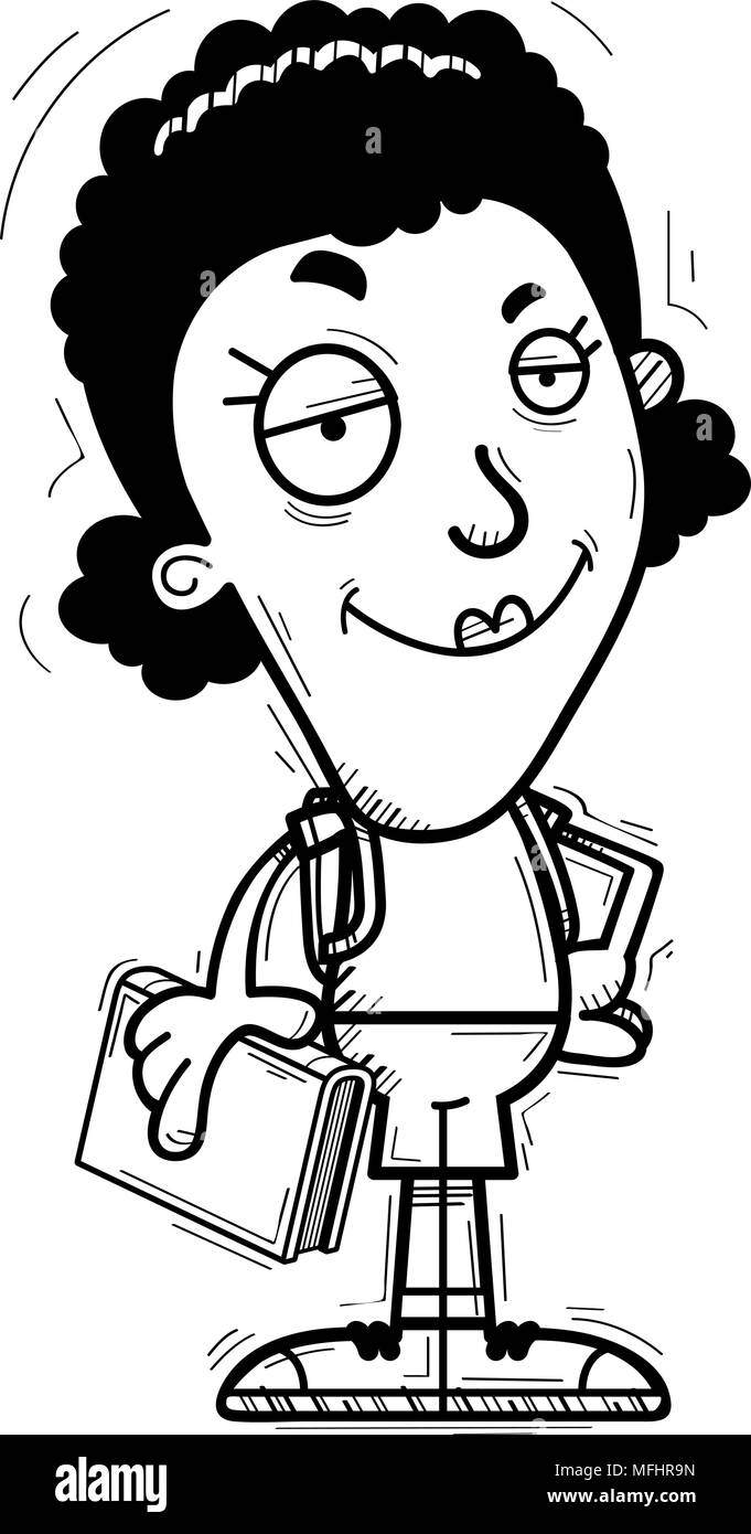 A cartoon illustration of a black woman student looking confident Stock ...