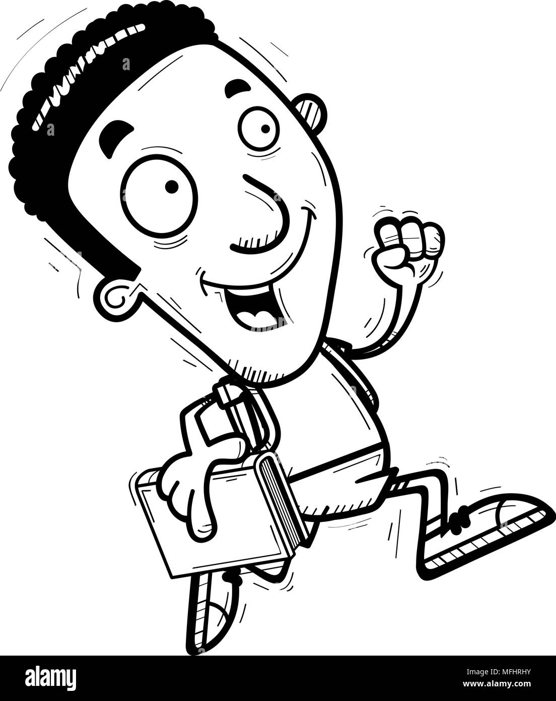 A cartoon illustration of a black man student running Stock Vector ...