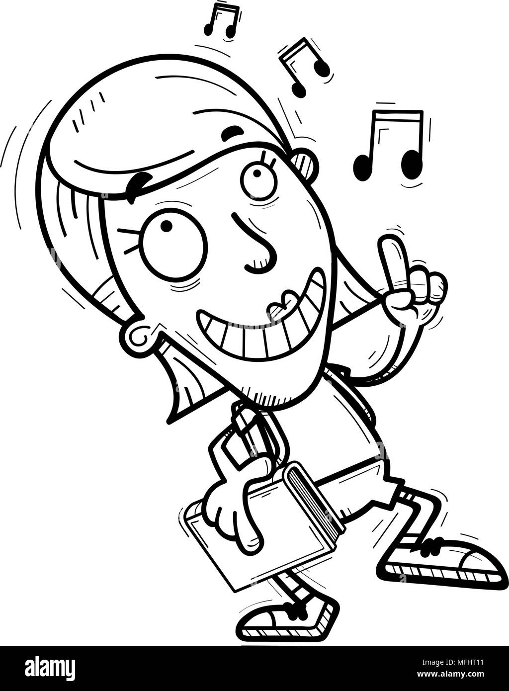 A cartoon illustration of a woman student dancing Stock Vector Image ...