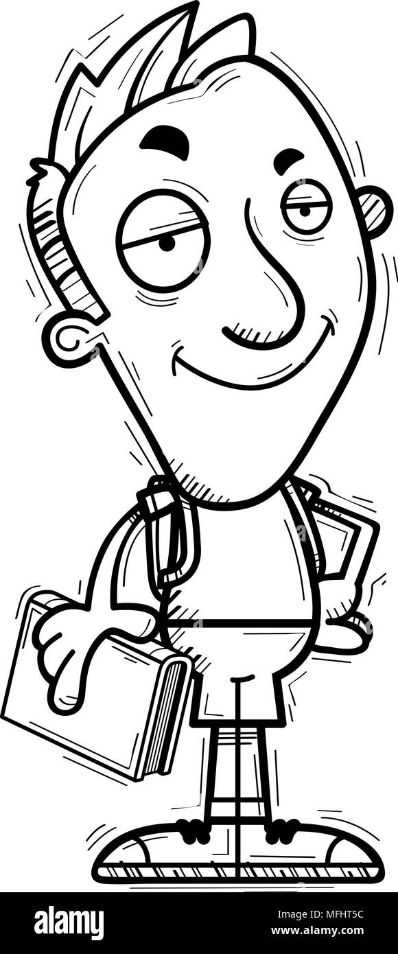 A cartoon illustration of a man student looking confident Stock Vector ...