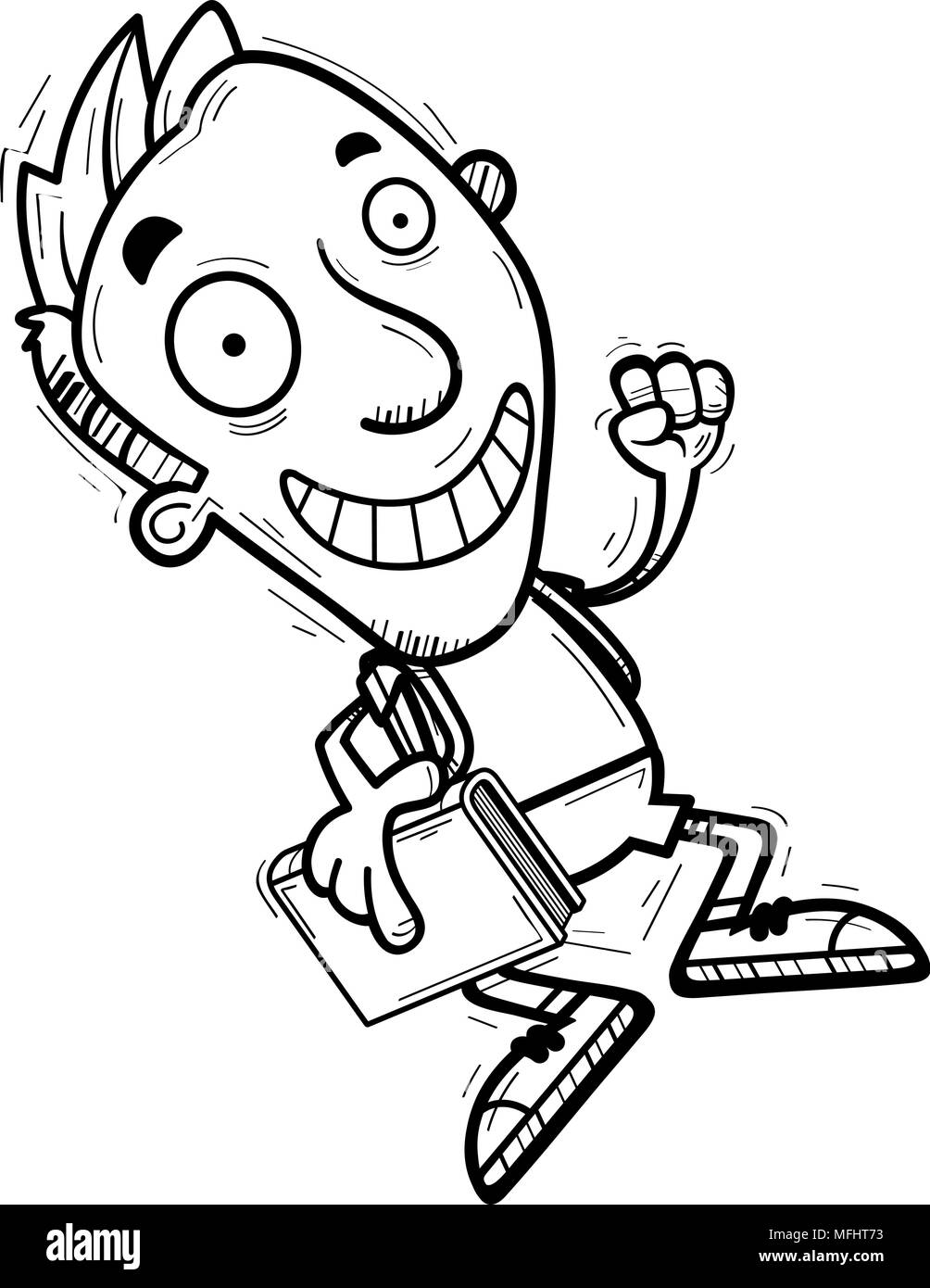 A cartoon illustration of a man student jumping Stock Vector Image ...