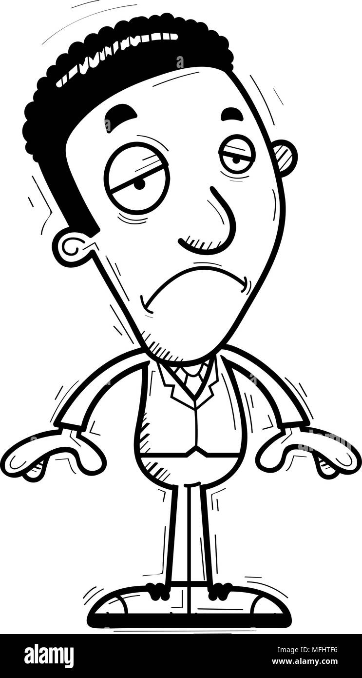 A cartoon illustration of a black businessman looking sad Stock Vector ...