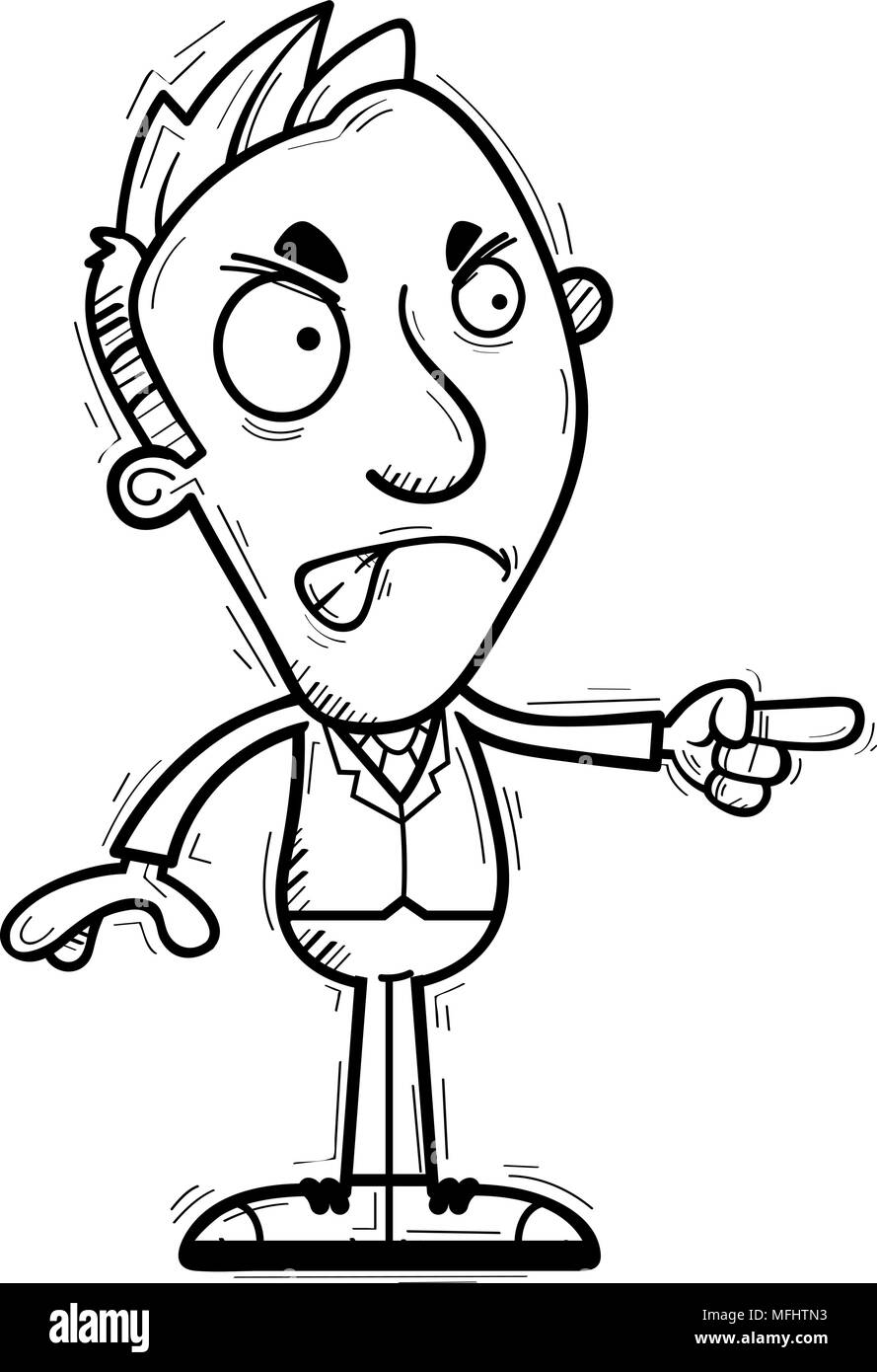A cartoon illustration of a businessman looking angry and pointing ...