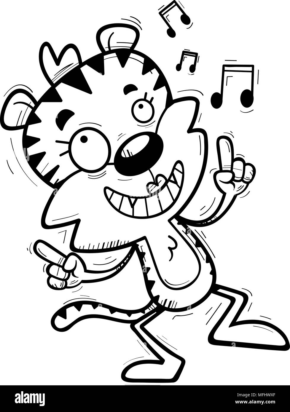 A cartoon illustration of a female tiger dancing Stock Vector Image ...