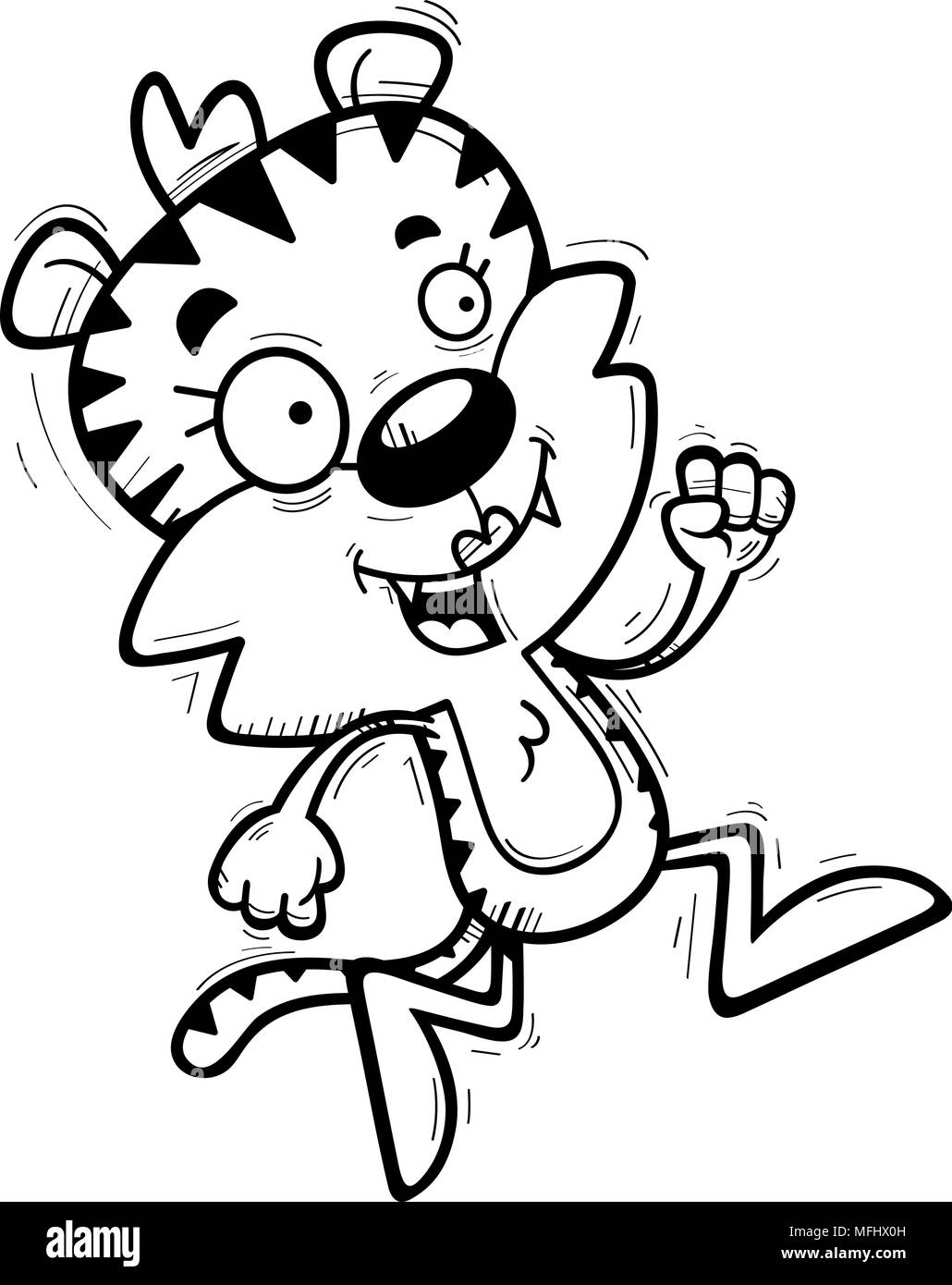 A cartoon illustration of a female tiger running Stock Vector Image ...