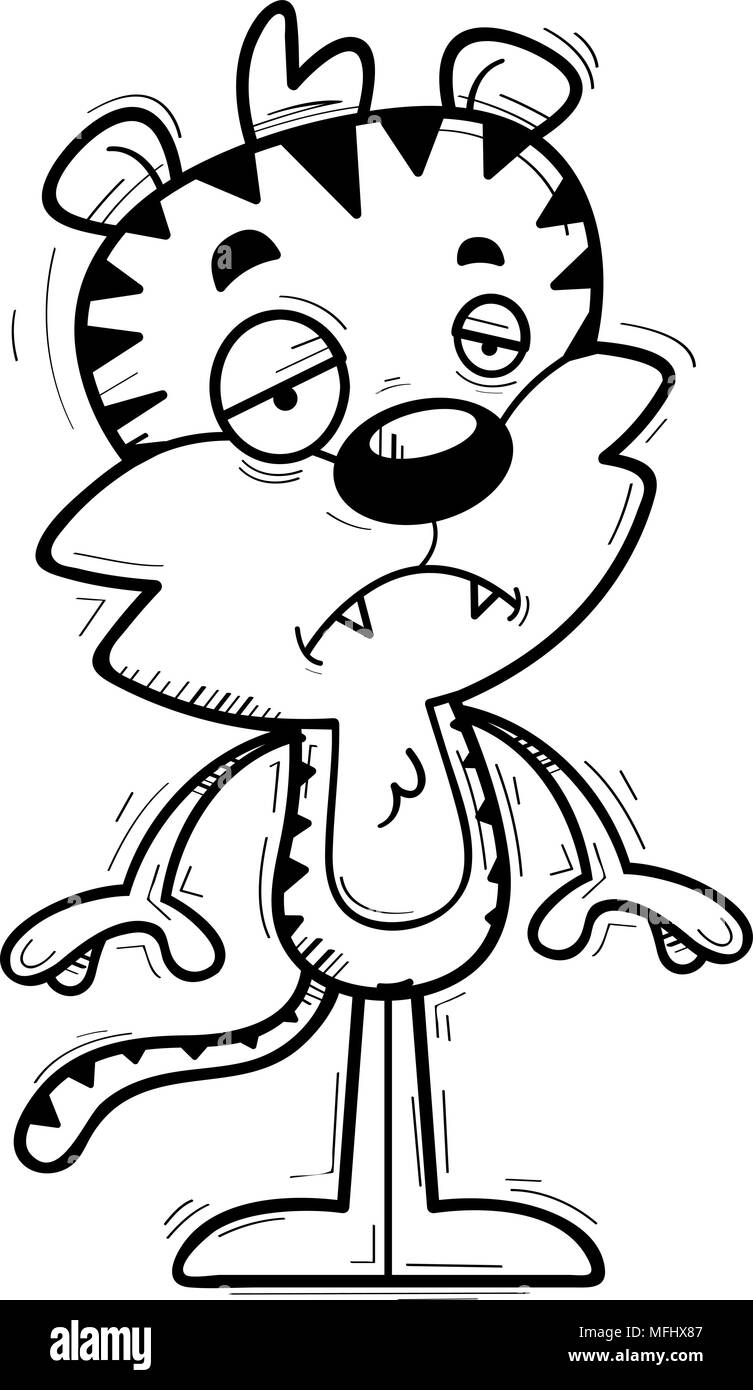 A cartoon illustration of a male tiger looking sad Stock Vector Image ...