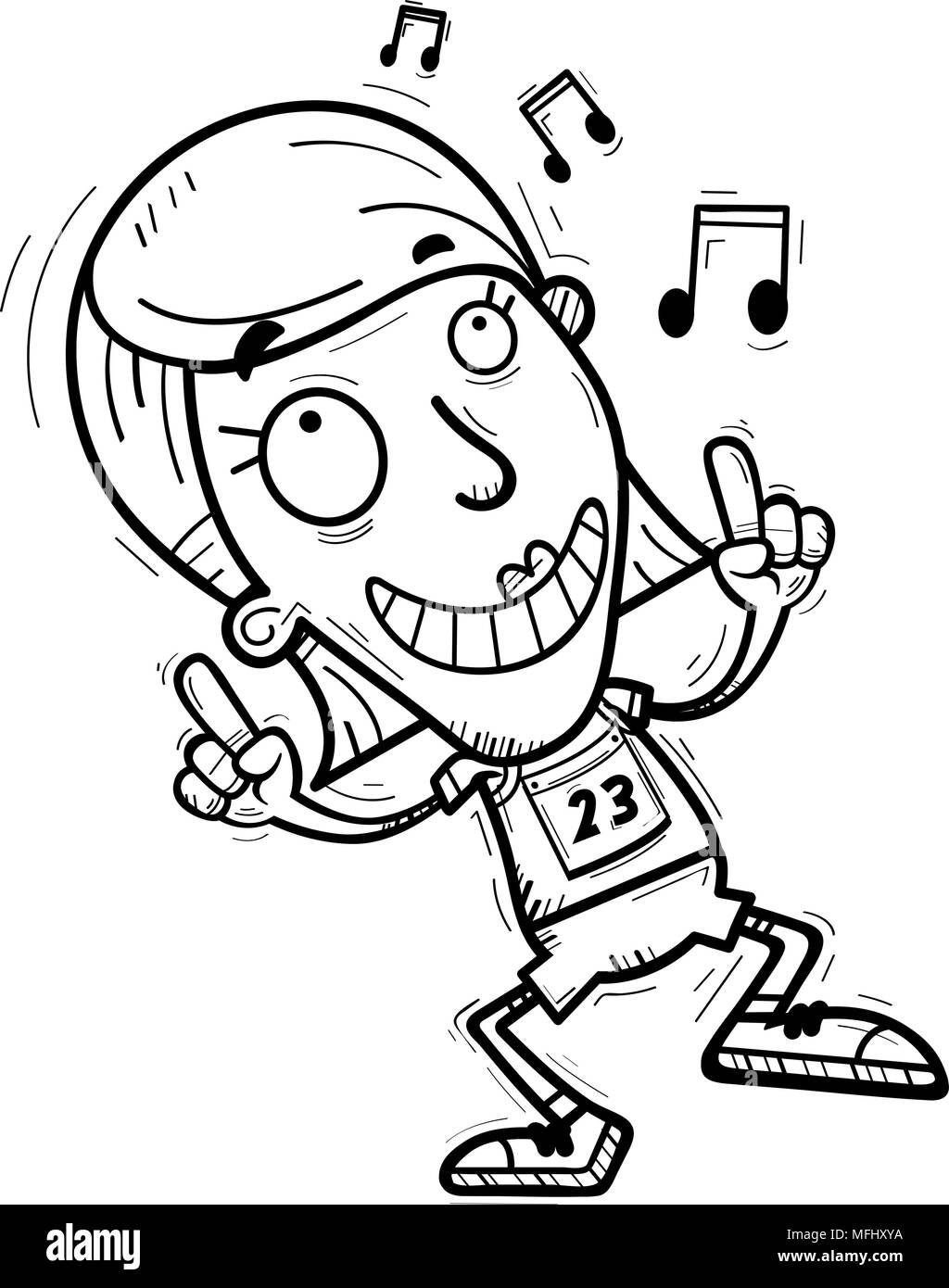 A cartoon illustration of a woman track and field athlete dancing Stock ...