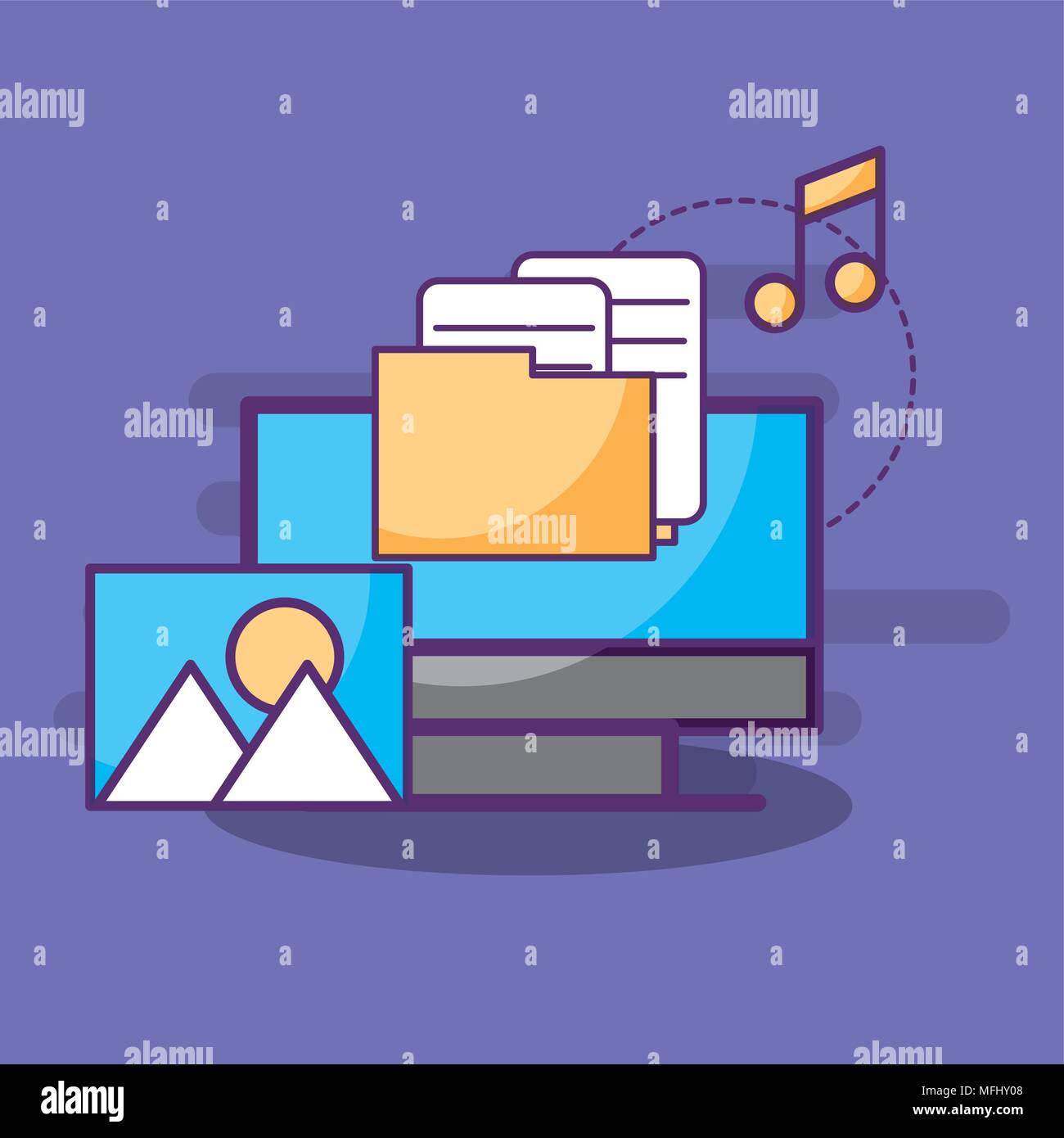 computer folder documents music files photo Stock Vector Image & Art ...