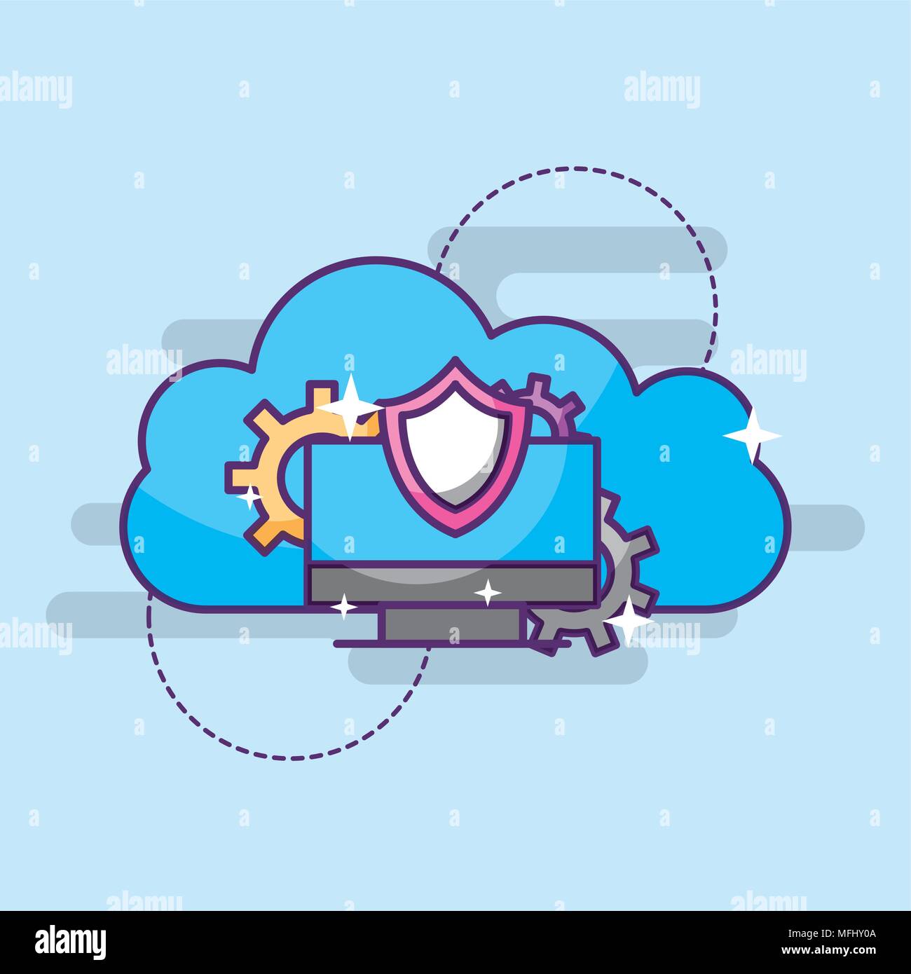 computer cyber security shield setting cloud storage Stock Vector Image ...