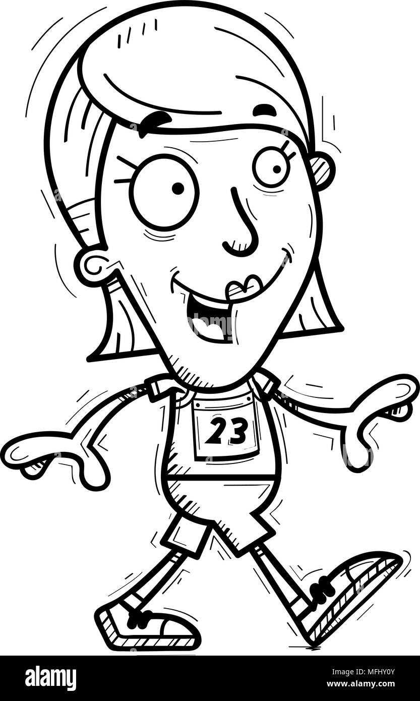 A cartoon illustration of a woman track and field athlete walking Stock ...