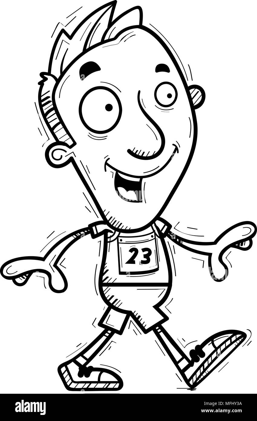 A cartoon illustration of a man track and field athlete walking Stock ...
