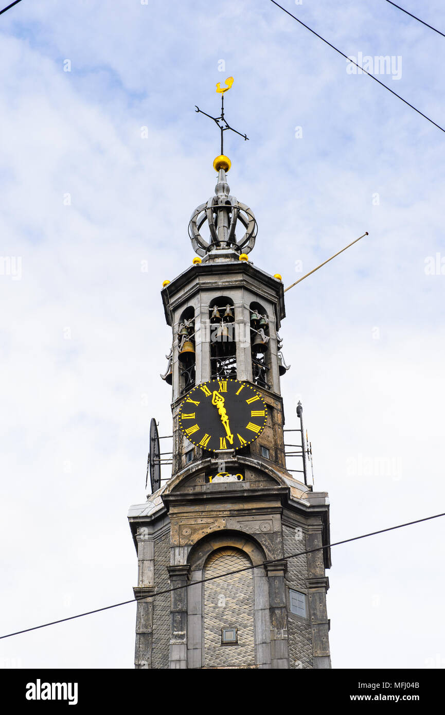 Clock Tower of Amsterdam, Netherlands Stock Photo - Alamy