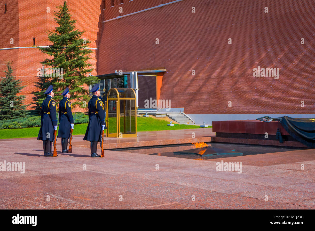 MOSCOW, RUSSIA- APRIL, 24, 2018: Soldiers of the Kremlin regiment are ...