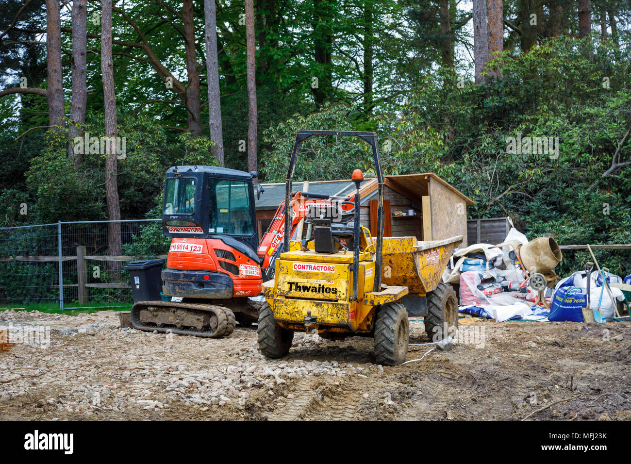 Hitachi heavy plant mechanical digger and Thwaites dumper on the ...