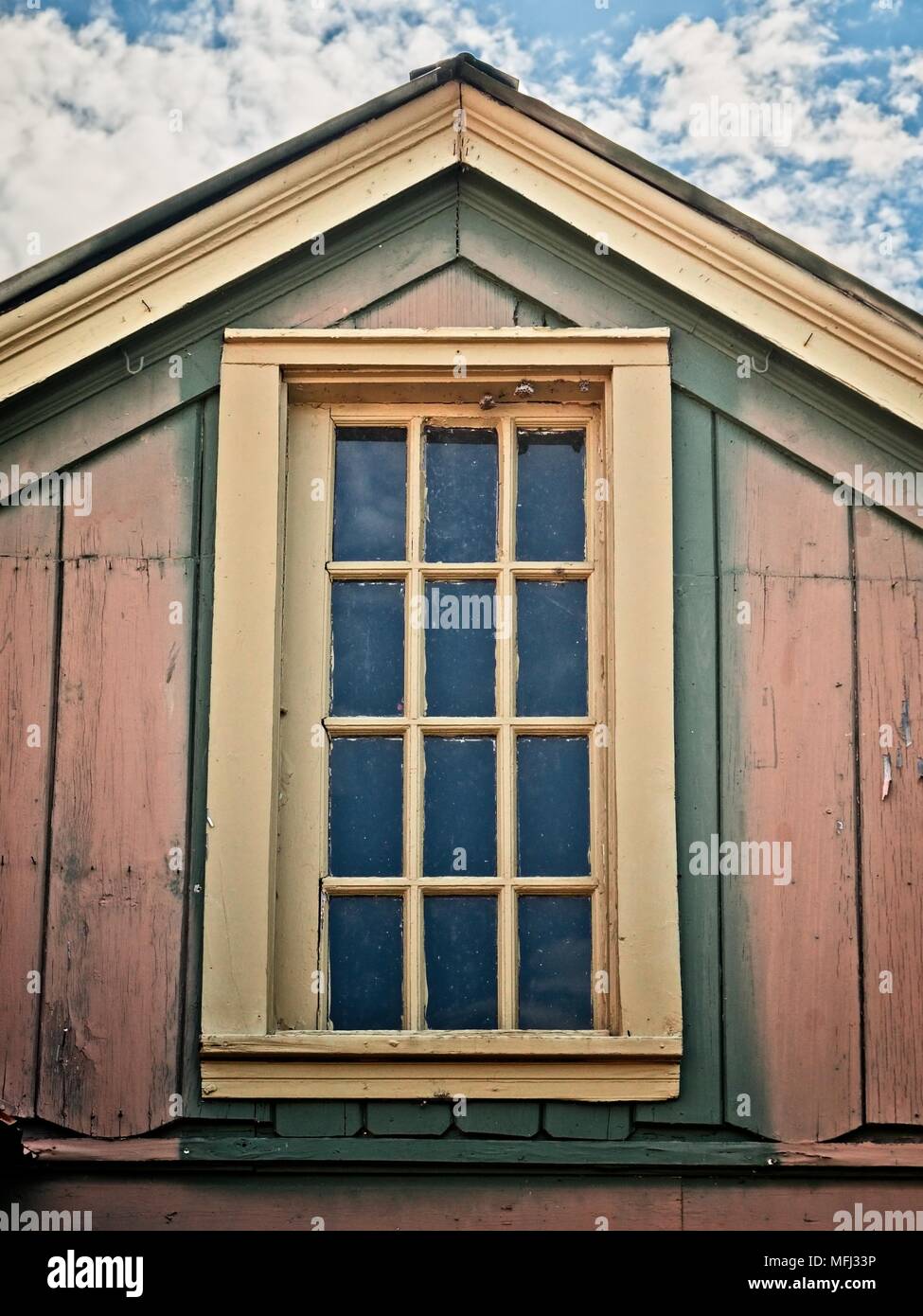 Old Wooden Building with Upper Window in Old Town Spring TX USA Stock ...