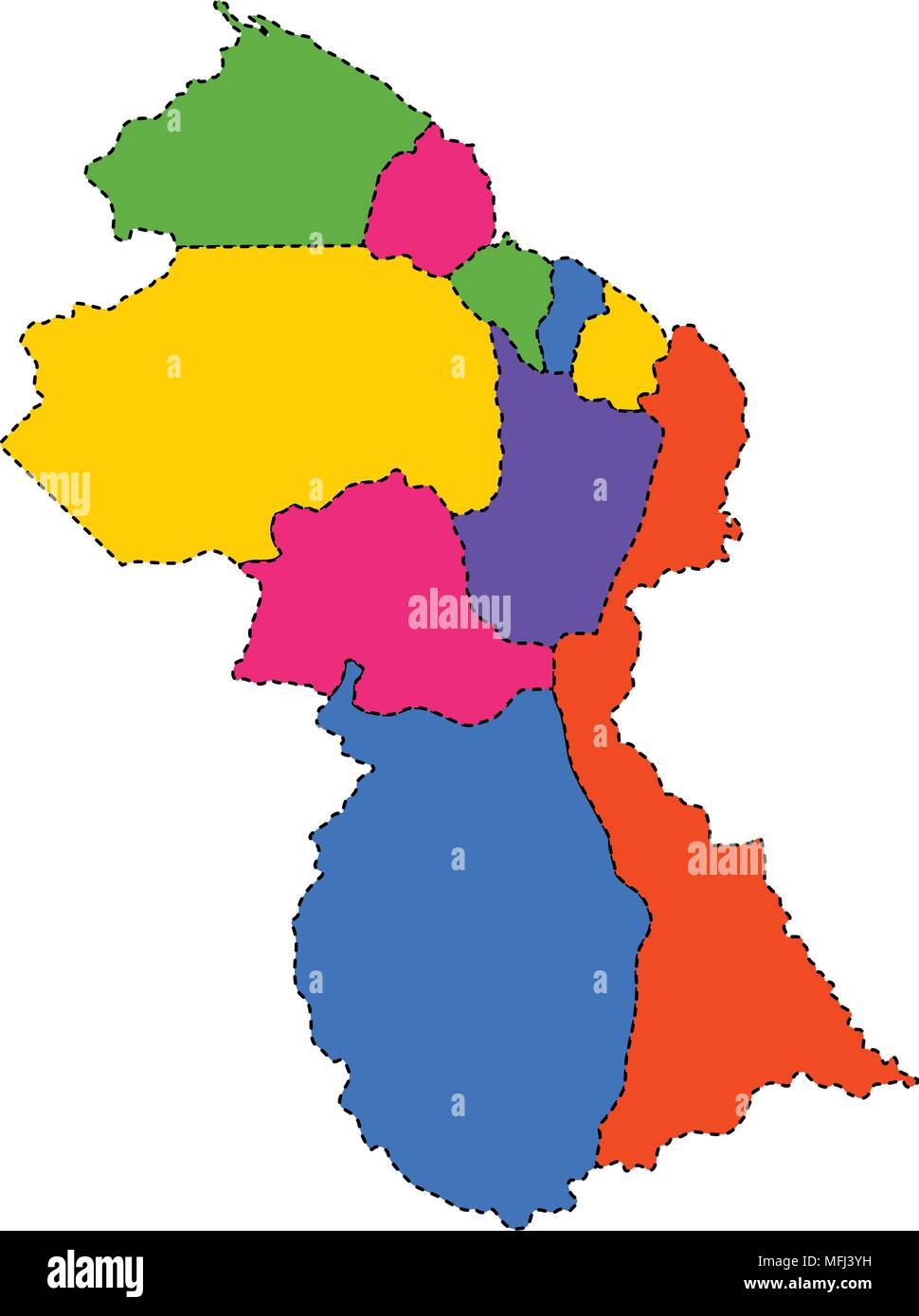 Political map of Guyana Stock Vector Image & Art - Alamy