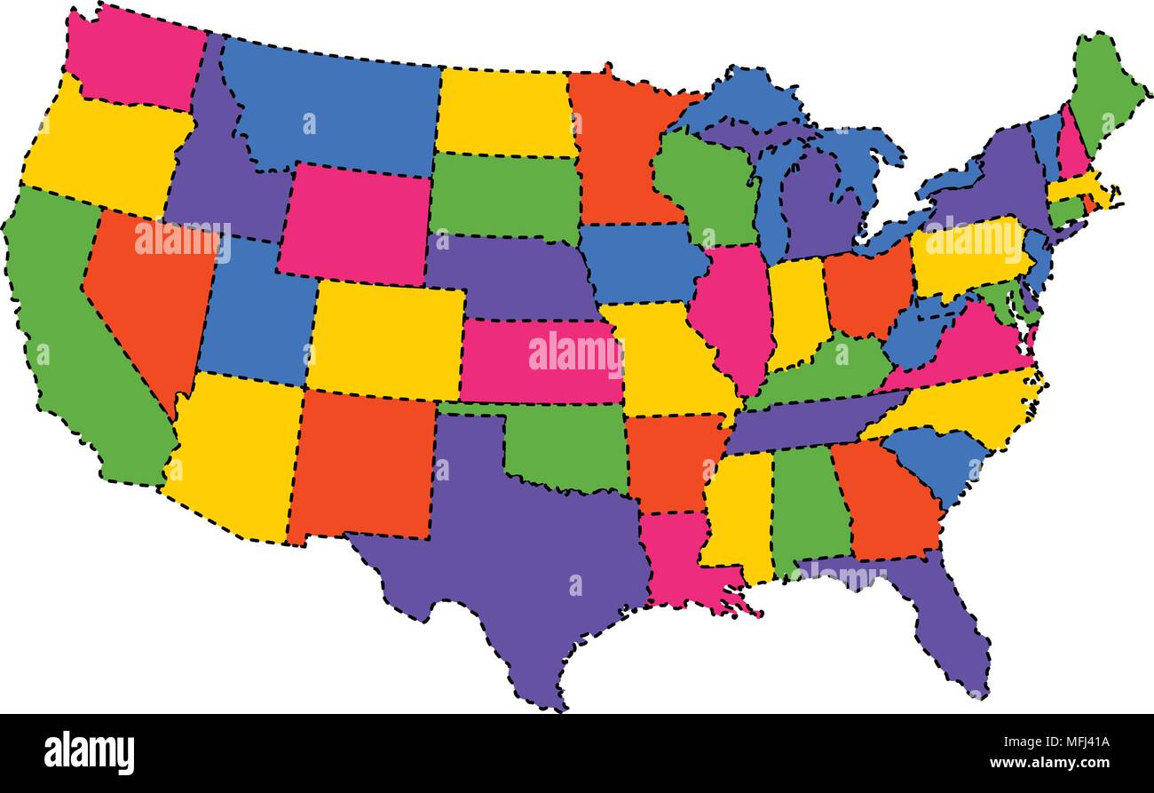 Flat political map of usa Stock Vector Images - Alamy