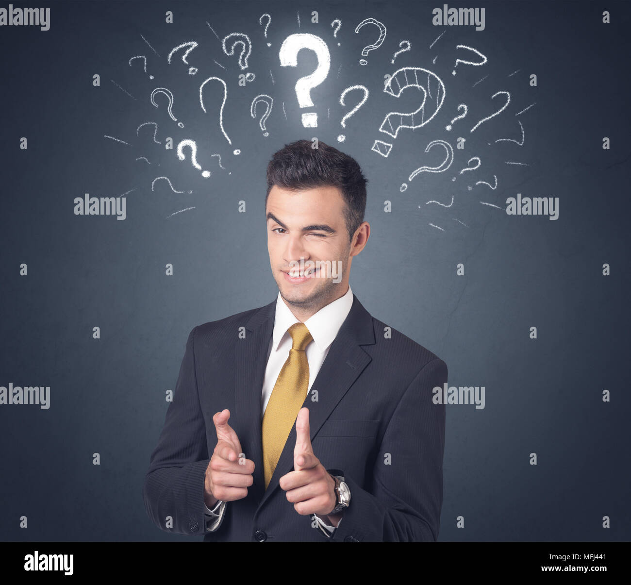 Man question mark above head hi-res stock photography and images - Alamy