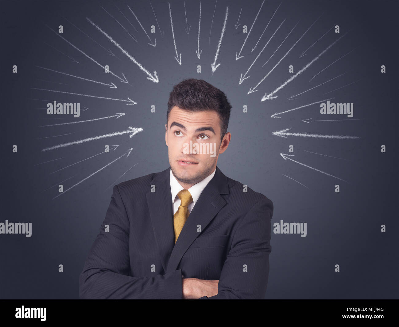 Arrows pointing at person hi-res stock photography and images - Alamy