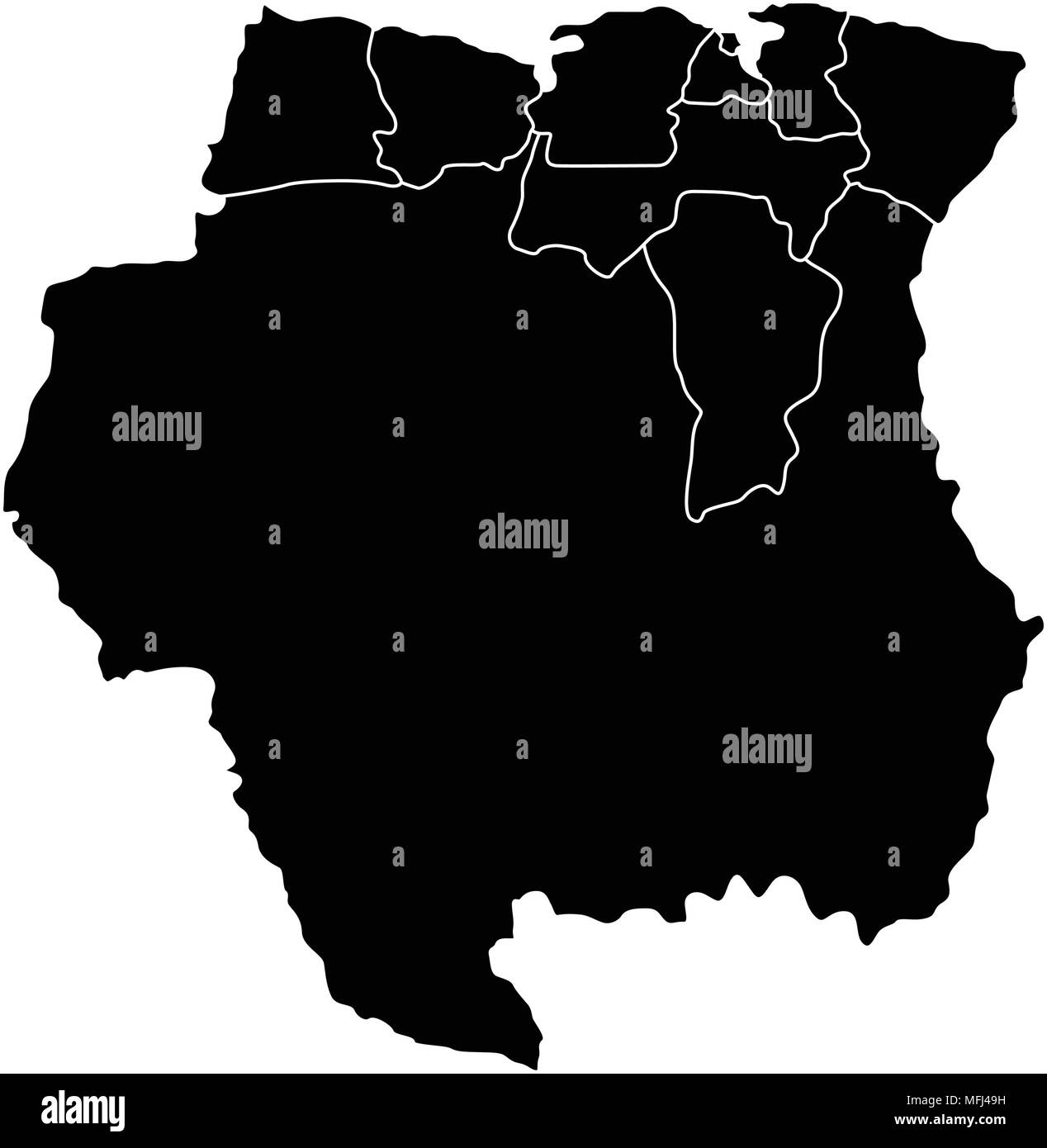 Political map of Suriname Stock Vector Image & Art - Alamy