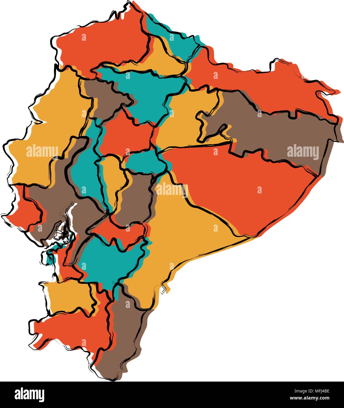 ecuador political map. Eps Illustrator Map